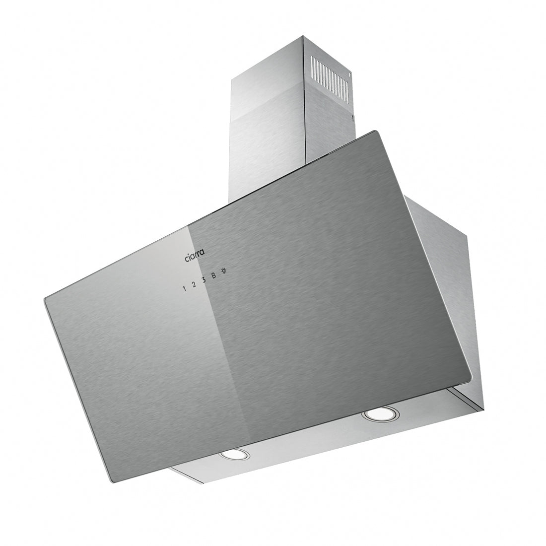 CIARRA 90cm Brushed Silver Glass Angled Cooker Hood With Touch Control ...