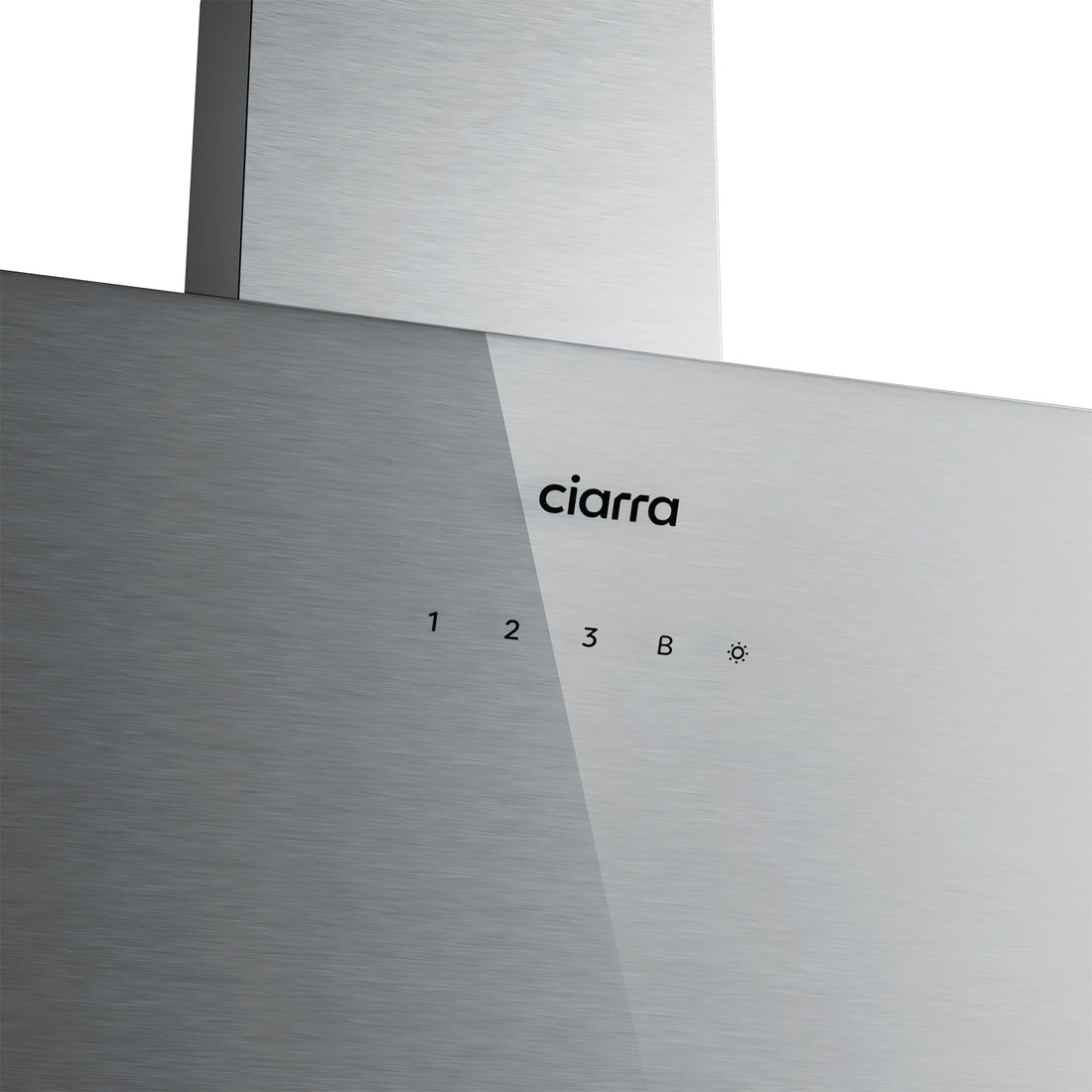CIARRA 90cm Brushed Silver Glass Angled Cooker Hood With Touch Control ...