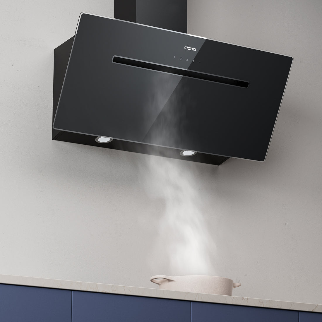 CIARRA 90cm Glass Angled Cooker Hood With Touch Control Booster A+++ C ...